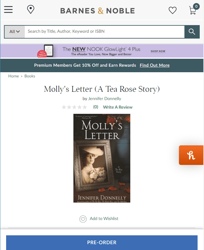 Molly’s Letter is on B&N! | Jennifer Donnelly